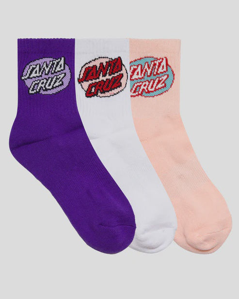 Oval Dot Girls Mid Socks (3 Pack) - Hollow Surf Shop